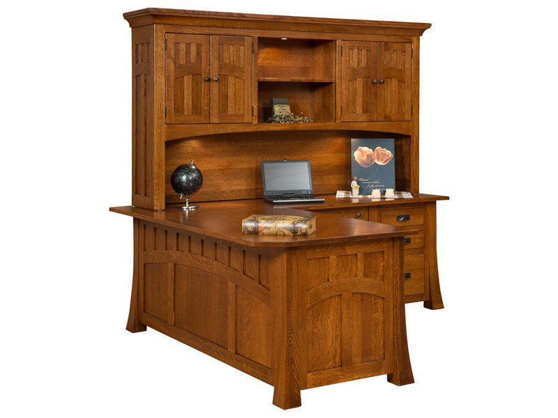 bridgefort mission corner desk with topper - Brandenberry Amish Furniture