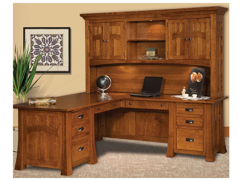 bridgefort mission corner desk with topper - Brandenberry Amish Furniture