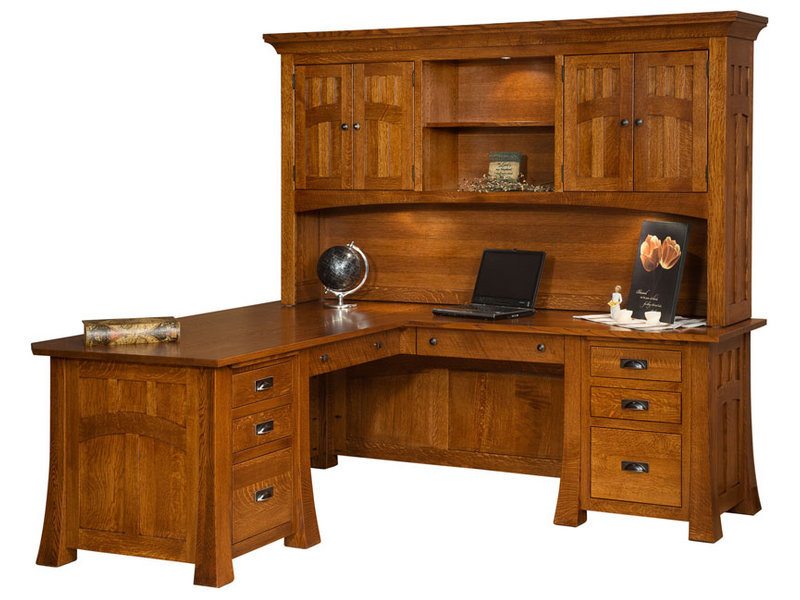 bridgefort mission corner desk with topper - Brandenberry Amish Furniture