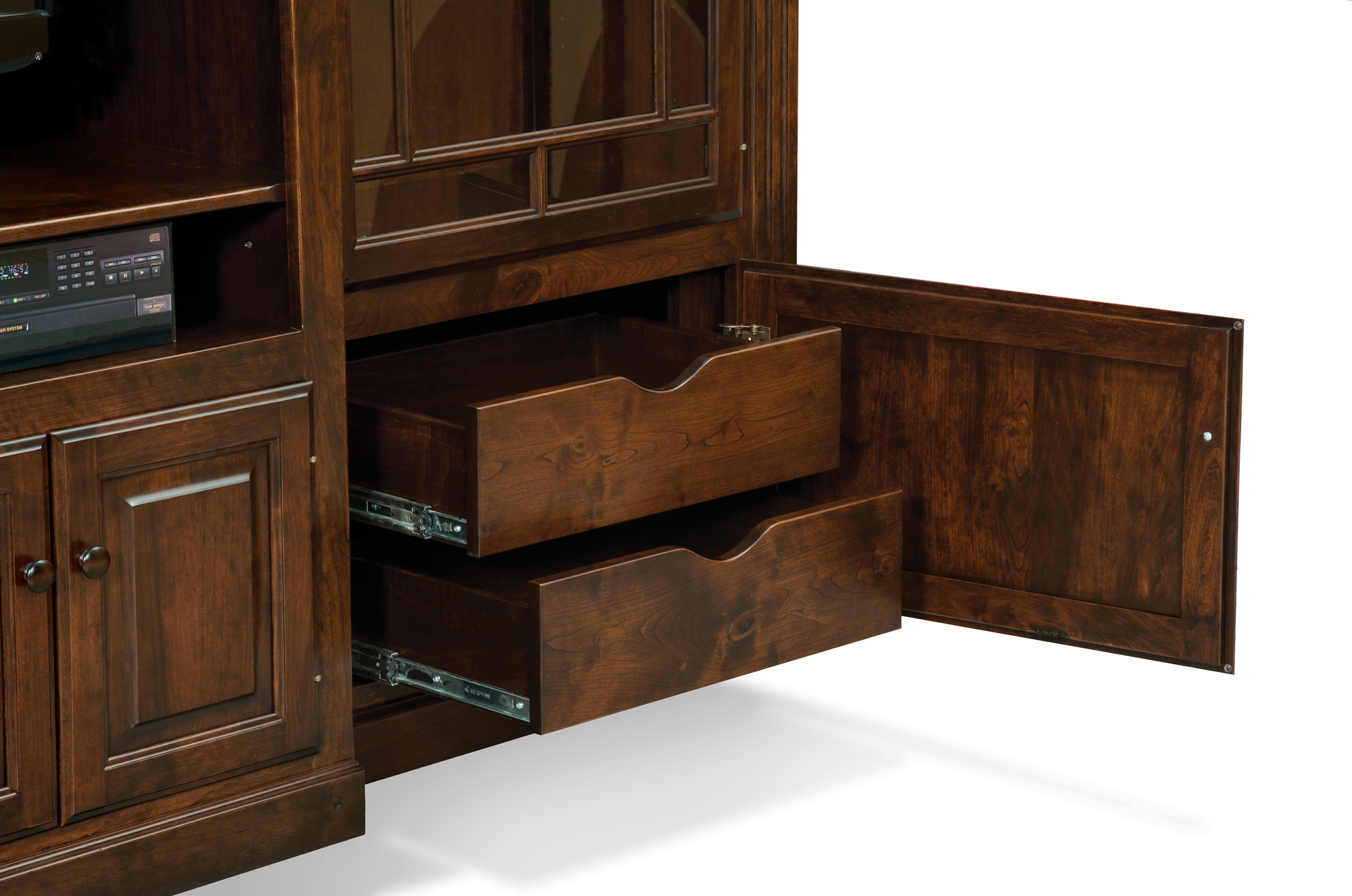 Victorian Style Three-Piece Wall Unit | Amish Victorian Style TV Wall Unit